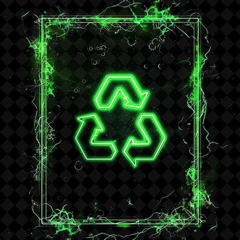 Premium Psd A Green Recycle Sign With Green Lights On A Black Background