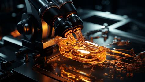 Scientist Analyzing Microorganisms With Microscope In Laboratory For Scientific Experiment