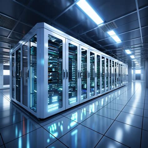 Premium Ai Image 3d Rendering Of A White Server Room With Computer
