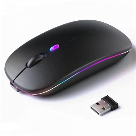 Kanmabpc 무선 블루투스 마우스 충전식 Led 듀얼 모드 마우스블루투스 52 및 Usb 수신기 티몬