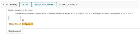 Solved Find An Equation Of The Plane The Plane That Passes