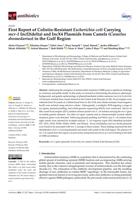 Pdf First Report Of Colistin Resistant Escherichia Coli Carrying Mcr