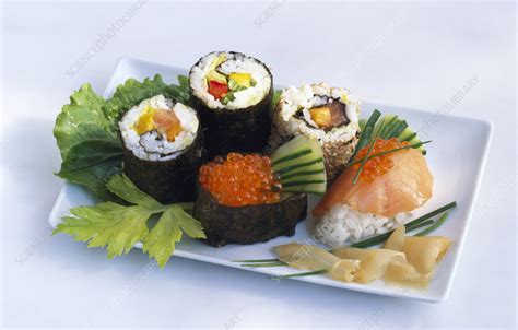 Assorted Sushi Rolls Stock Image C0596374 Science Photo Library