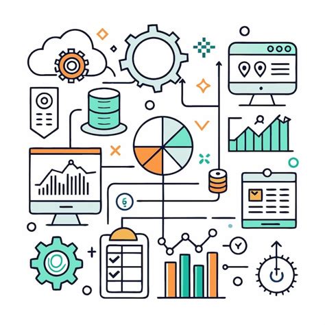 Abstract Illustration Of A Business Process With Data Analysis Cloud