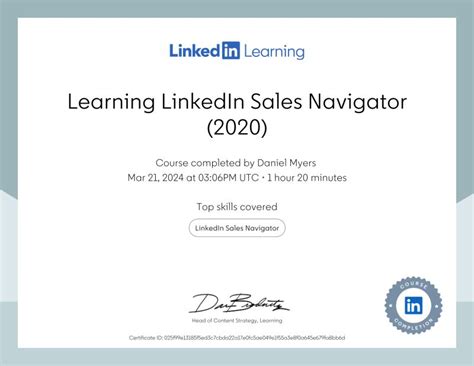 Daniel Myers On Linkedin Certificate Of Completion