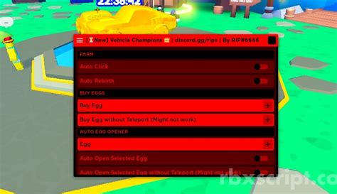 Vehicle Champions Auto Farm GUI Scripts RbxScript