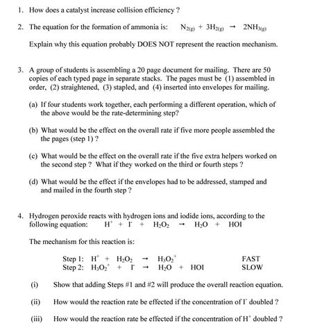 Solved 1 How Does A Catalyst Increase Collision Efficiency