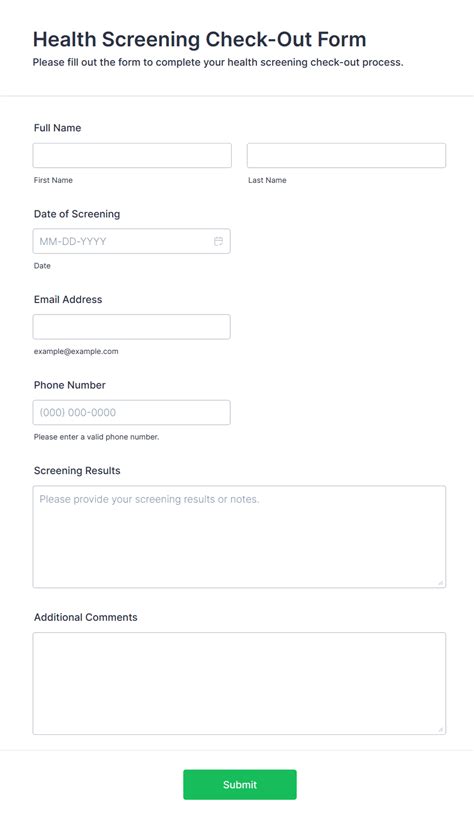 Health Screening Check Out Form Template Jotform