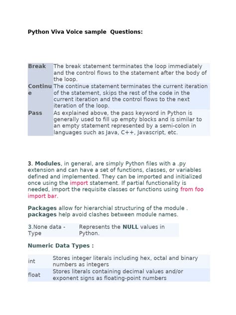 Python Viva Voice Questions Pdf Control Flow Data Type