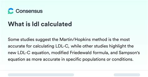 What Is Ldl Calculated Consensus Academic Search Engine