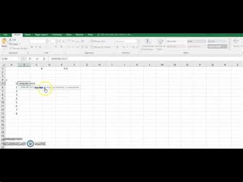 Binomial Distribution Excel Youtube