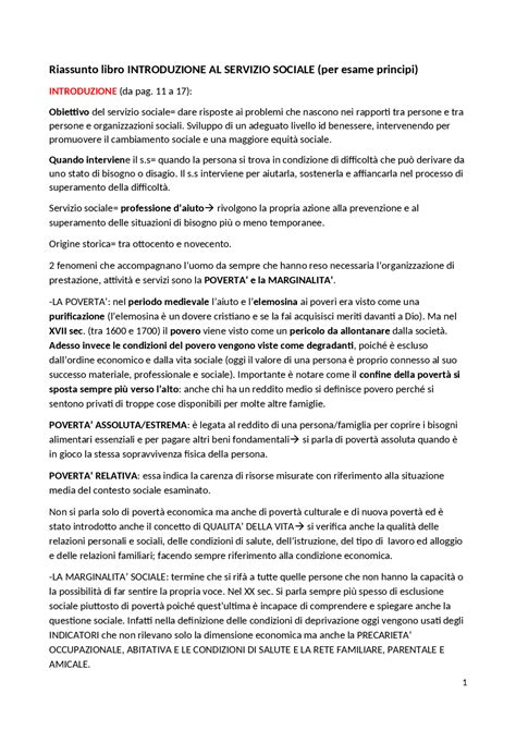 Introduzione Al Servizio Sociale Riassunto Docsity