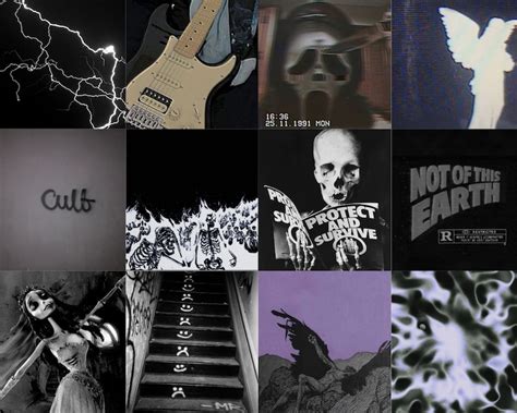 PCS Grunge Collage Wall Kit Black Grunge Aesthetic Etsy