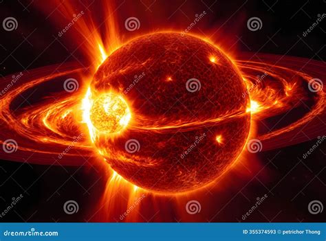 Dramatic Plasma Arcs from Sunâs Surface Eruption Stock Illustration