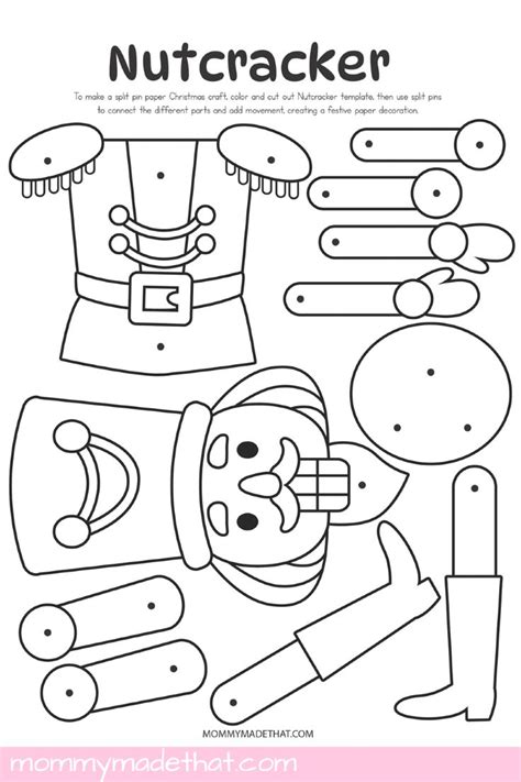 Nutcracker Split Pin Craft Free Printable Coloriage Noel Idée Noël Maternelle Décoration
