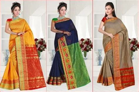 7 Color Avelebal Vasudev Print Kavya Cotton Saree Machine Made 63 M