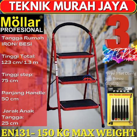 Jual Tangga Rumah Lipat Besi 3 Step Mollar Tangga Duduk Kokoh Step