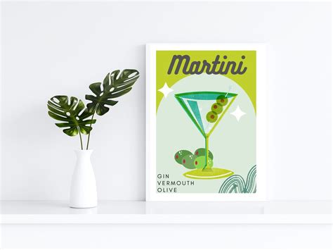Martini Cocktail Digital Download Cocktail Wall Prints Cocktail Wall