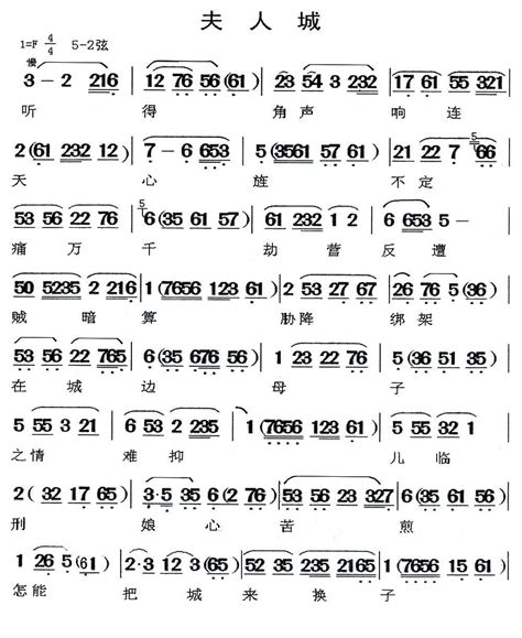闽剧 夫人城 闽剧谱 简谱