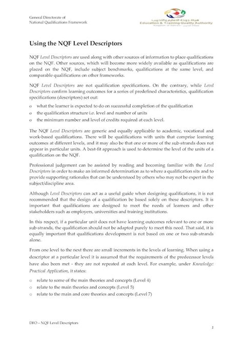 Pdf Using The Nqf Level Descriptors Bqa Level Descri