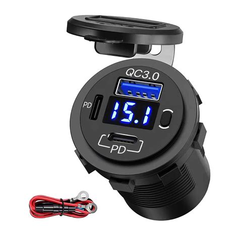 Charger Socket Dual Pd Qc3 0 Tri Port Fast Charging With Electronic Switch Control Built In