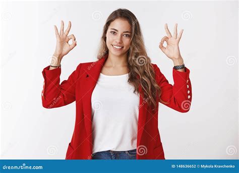 Assertief Skillfull Zeker Jong Wijfje Die Gelukkige Totaal Zeker Voelen