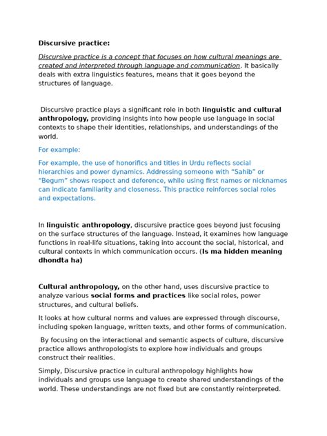 Discursive Practice By Tt Edited Pdf Discourse Ethnography