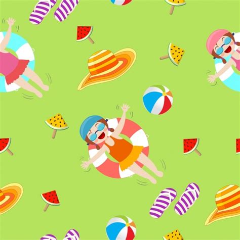 Summer Background Beach Vacation Design Elements Repeating Design