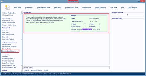 Using The Idea S Data Files Index Window