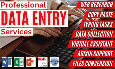 do data entry web research copy paste typing excel work and email
