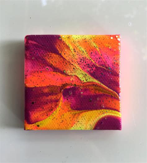 Colorful Mini Canvas Painting Set With Magnets Tiny Art With Etsy