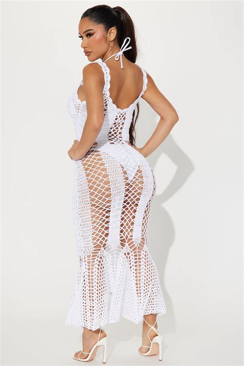 Queen Of The Beach Crochet Cover Up Dress White Fashion Nova