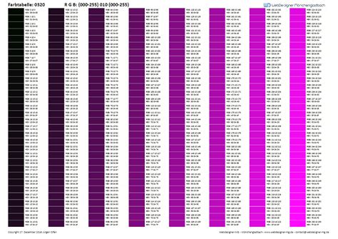Rgb Farbtabellen Farbschema 0020 Webdesigner Mönchengladabch