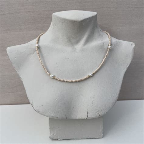 Roze Parel Ketting Label Kaat