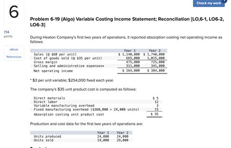 Solved Problem 6 19 Algo Variable Costing Income
