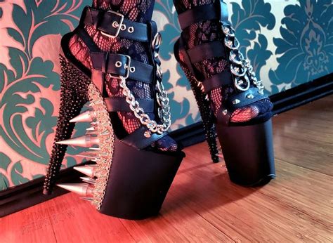 Pulse Pumps Etsy Goth Shoes Crystal Chain Crazy Shoes
