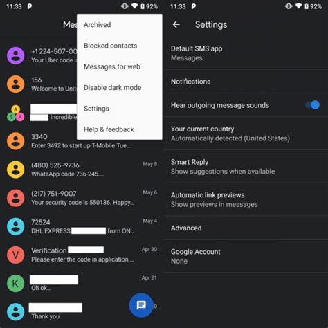 News Android Messages Dark Mode And Spam Blocking