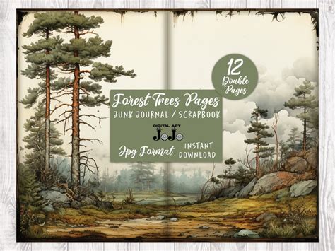 Vintage Forest Junk Journal Printable Papers Vintage Trees Collage