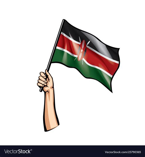 Kenya Flag And Hand On White Background Royalty Free Vector