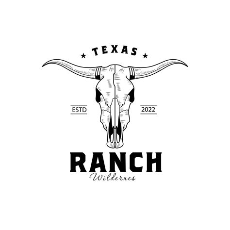 Vintage Cow Bull Texas Longhorn Logo Retro Design Country Western Bull