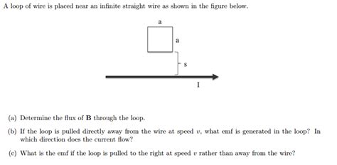 Solved A Loop Of Wire Is Placed Near An Infinite Straight Chegg