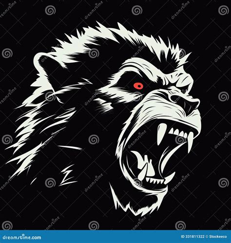 Werewolf Silhouette Stencil Art For Wood Block Printing Stock