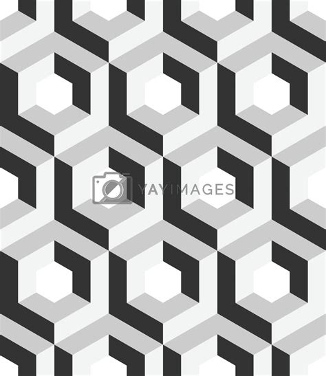 Abstract 3d Background Of Isometric Hexagonal Shapes Grey Vector Seamless Pattern Design By