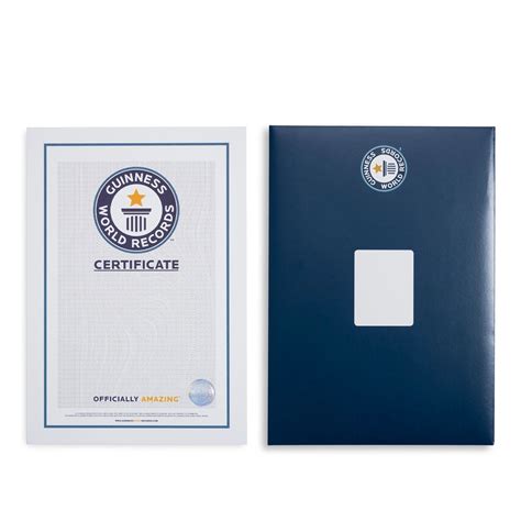 Guinness World Records Record Holder Certificate