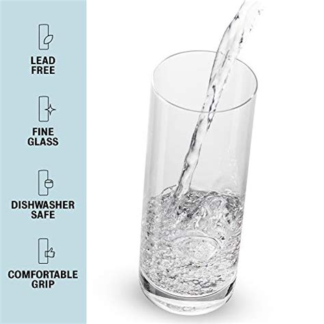 Durable Drinking Glasses Set Of 6 16 Ounces Clear Water Glass Cups
