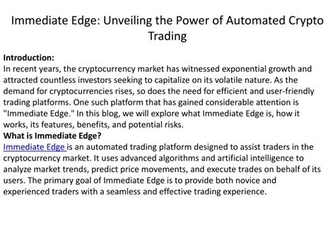 Ppt Immediate Edge Unveiling The Power Of Automated Crypto Trading Powerpoint Presentation