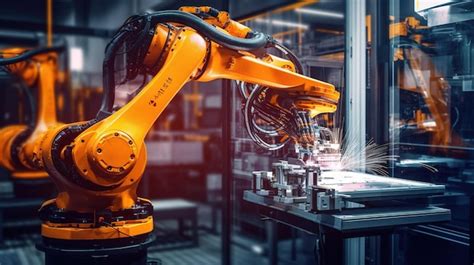 Premium Ai Image Automated Robot Arm Assembly Line