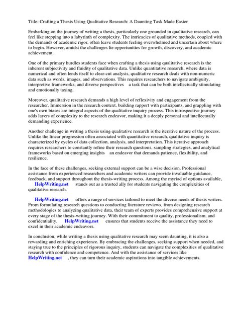 Example Of Thesis Using Qualitative Research Pdf Methodology