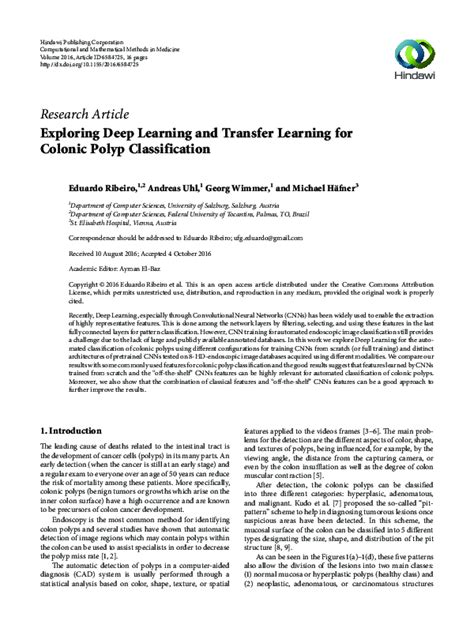 Pdf Exploring Deep Learning And Transfer Learning For Colonic Polyp Classification