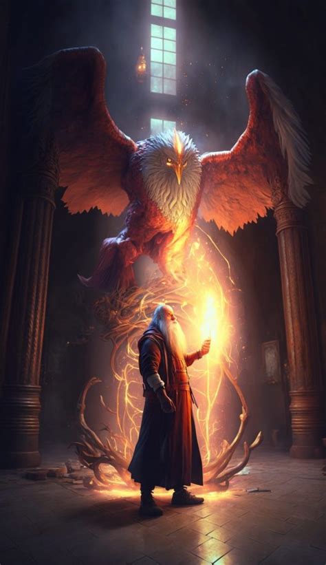 Professor Albus Dumbledore And His Phoenix Fawkes